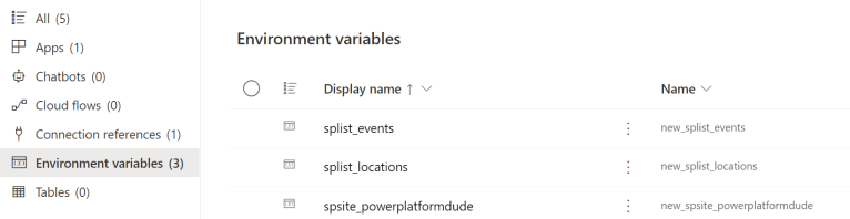 Environment variables with SharePoint data source and Support tip.